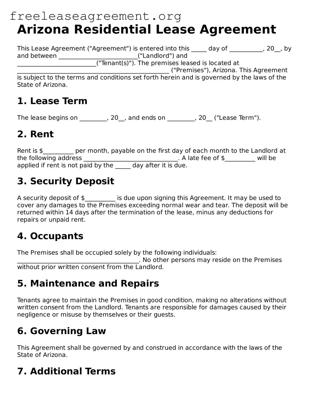 Arizona Lease Agreement Template » Download PDF Form Arizona Lease Agreement Template » Download PDF Form